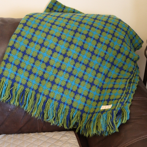 Pendleton | Bedding | Pendleton Wool Green Blue Plaid Vintage Throw ...